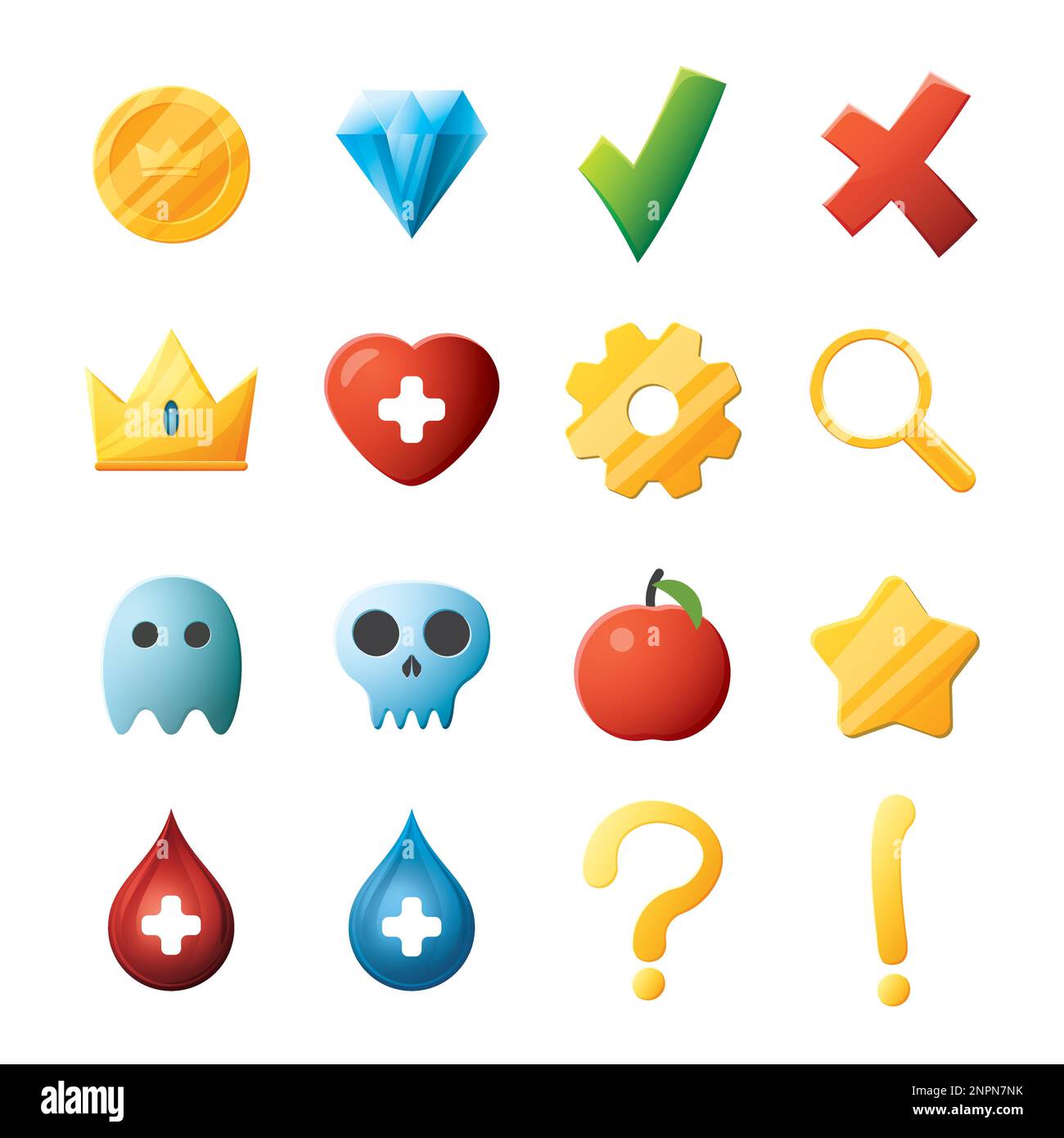 Game Ui Assets Set Gaming User Interface Icons Collection Vector Illustration Stock Vector