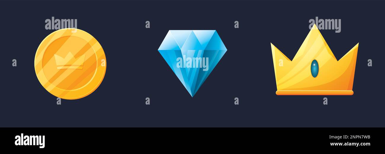 Game Ui Assets Set Gaming User Interface Icons Collection Vector Illustration Stock Vector