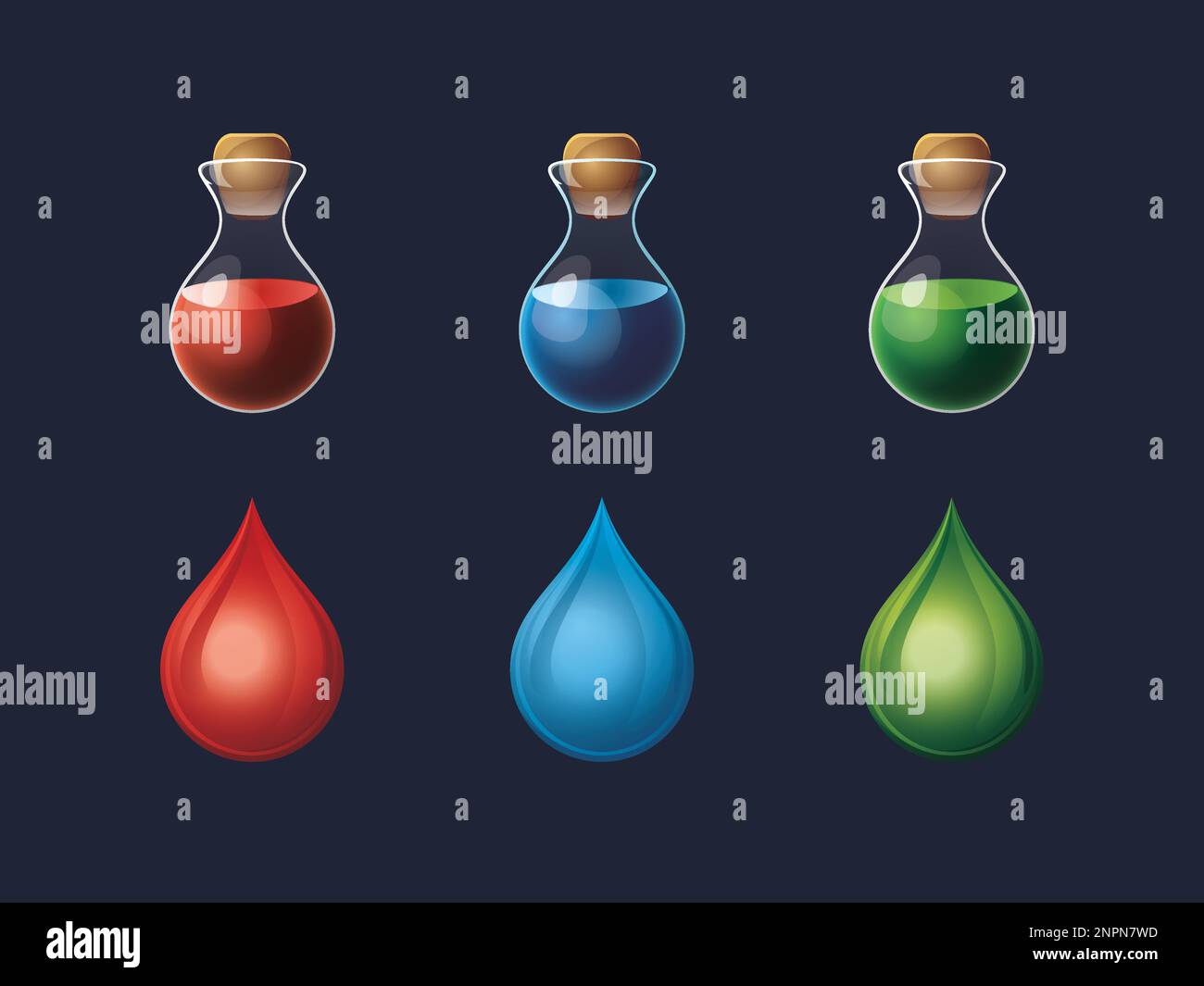 Game UI assets set. Gaming user interface potions icons collection ...