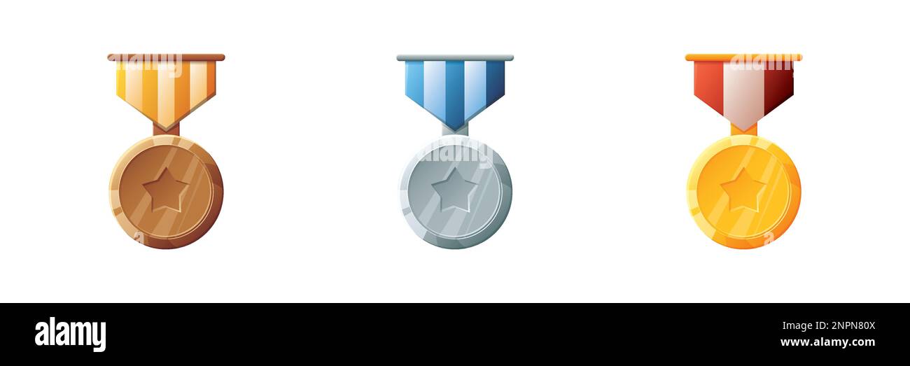 Game UI assets set. Gaming user interface victory trophy icons ...