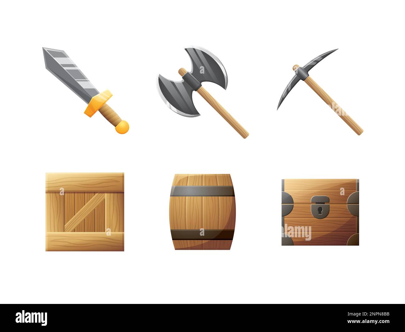 Game Ui Assets Set Gaming User Interface Icons Collection Vector Illustration Stock Vector