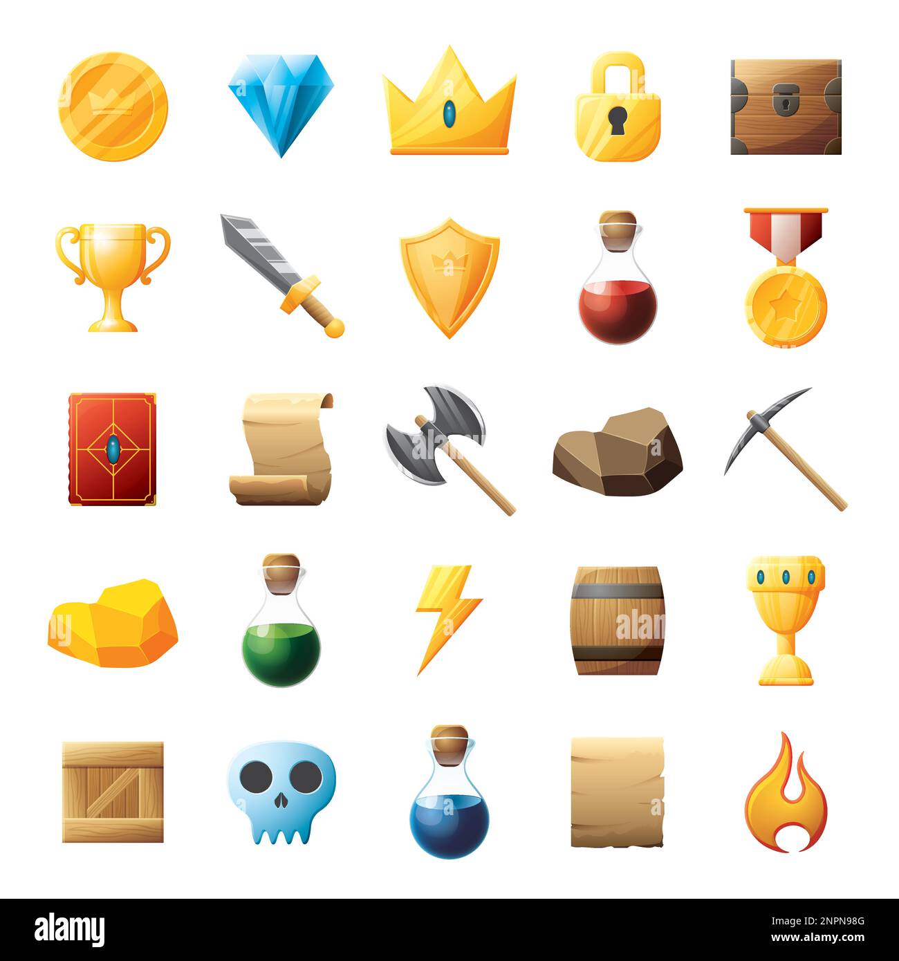 Game Ui Assets Set Gaming User Interface Icons Collection Vector Illustration Stock Vector 