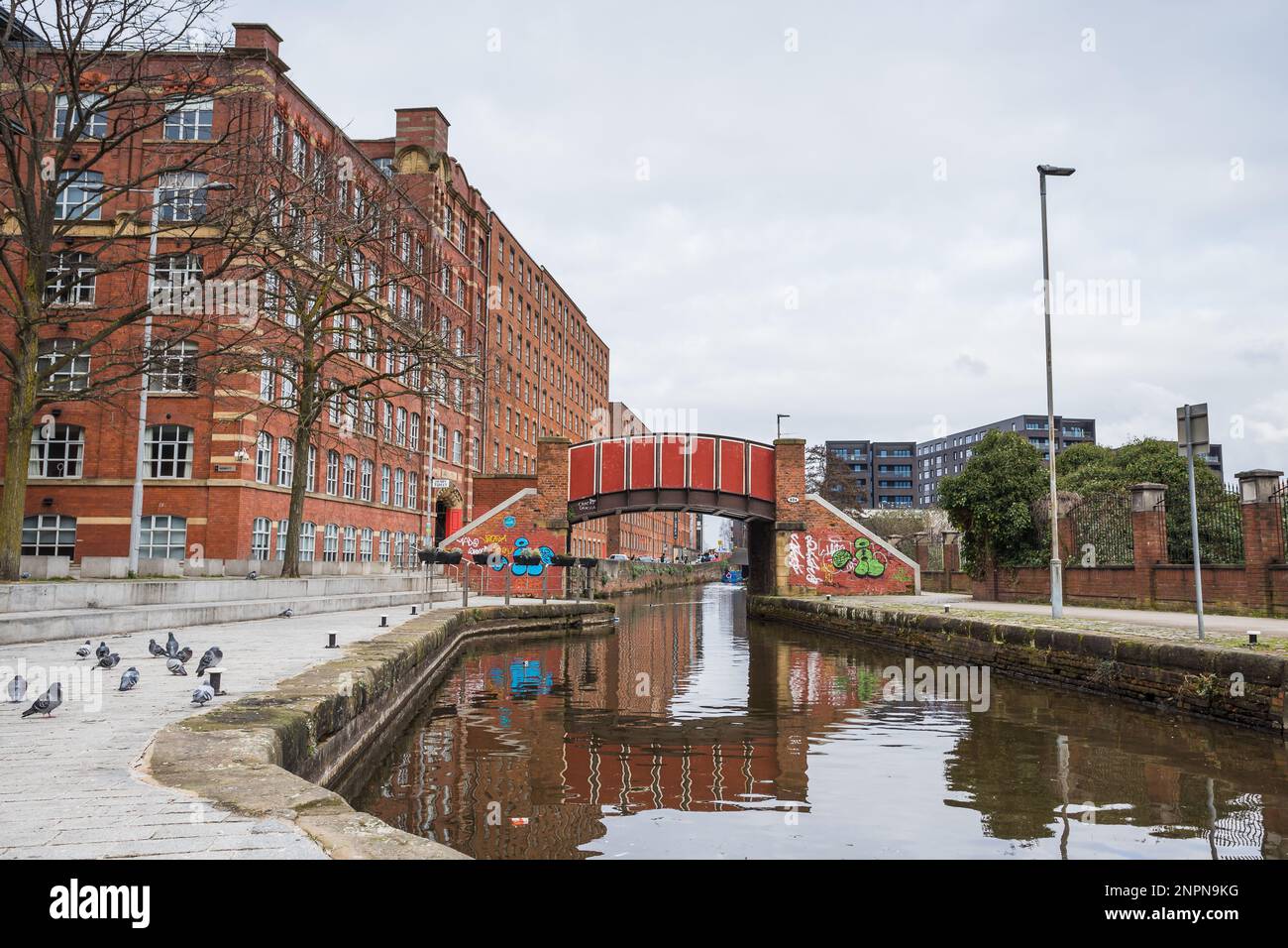 The quaint Kitty footbridge spanning over Rochdale canal in Manchester ...