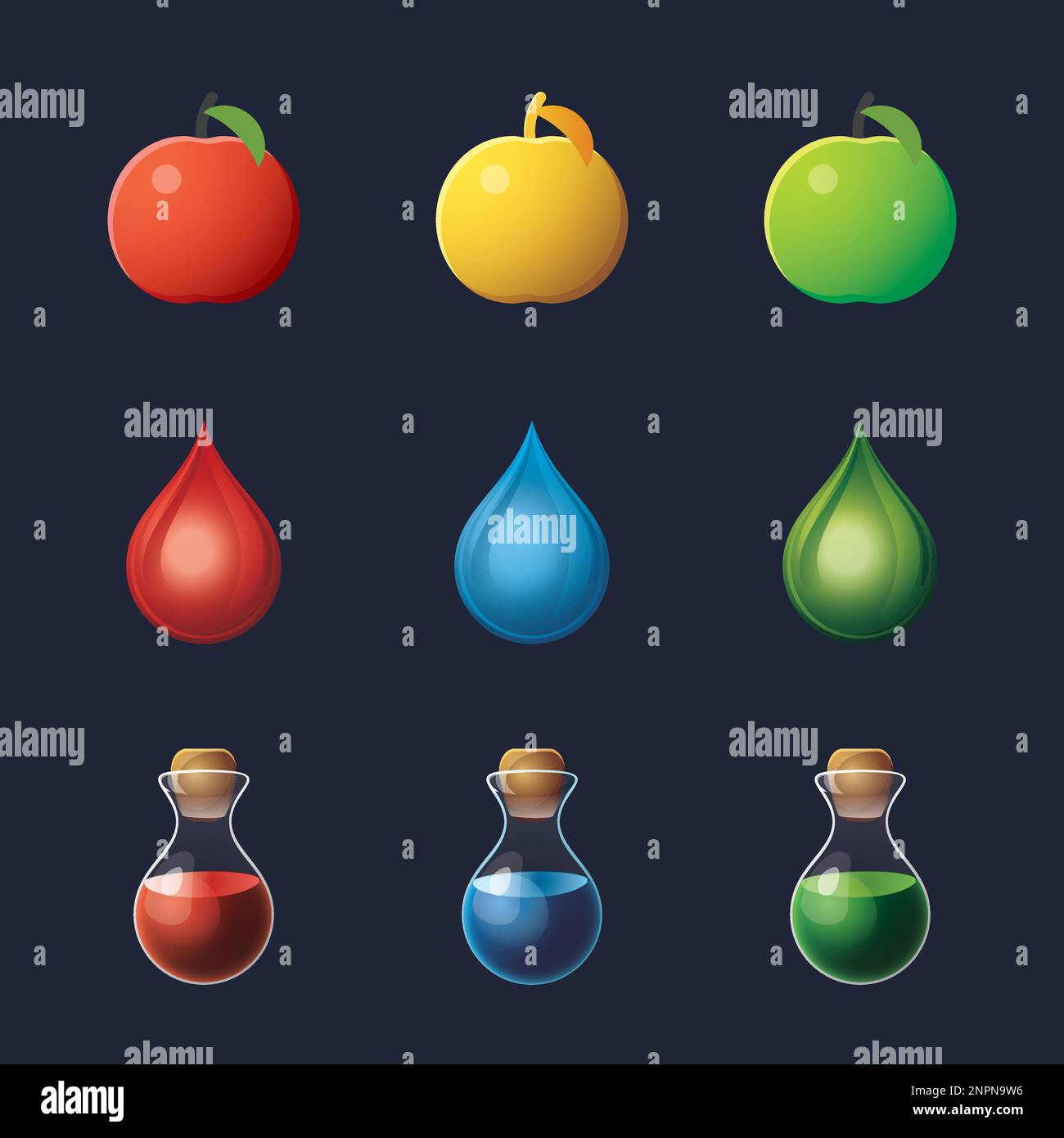 Game Ui Assets Set Gaming User Interface Icons Collection Vector Illustration Stock Vector