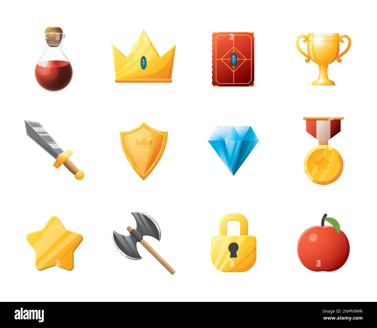 Game Ui Assets Set Gaming User Interface Icons Collection Vector Illustration Stock Vector