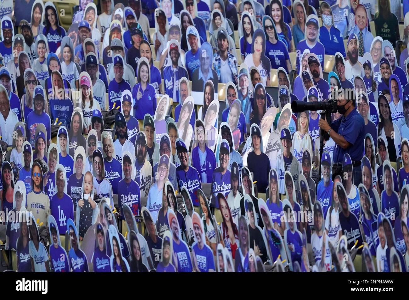 A general view of Los Angeles Dodgers photographer Juan Ocampo takes ...