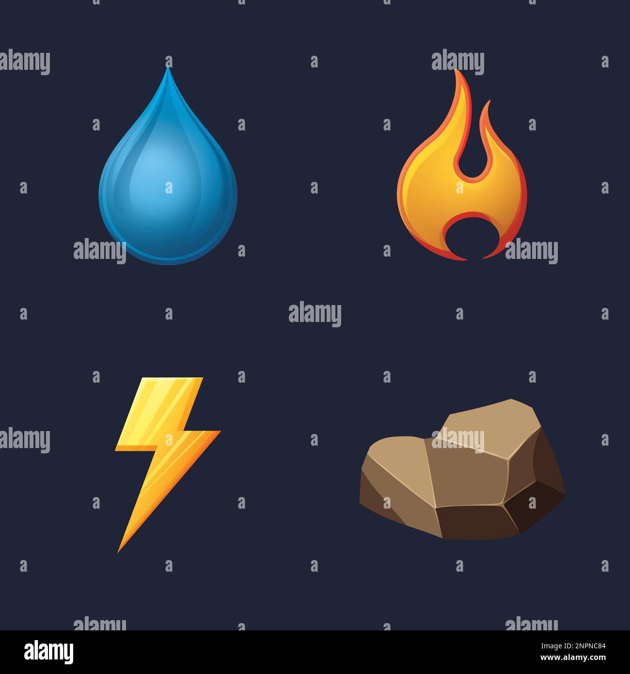 Game UI assets set. Gaming user interface nature elements icons ...