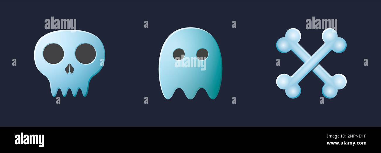 Game UI assets set. Gaming user interface death icons collection ...