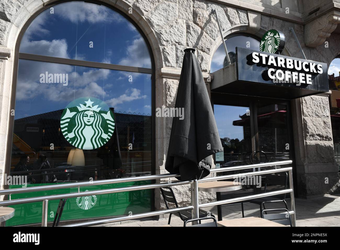 Copenhagen/Denmark 14.September 2018.. Starbucks coffee cafe in danish ...