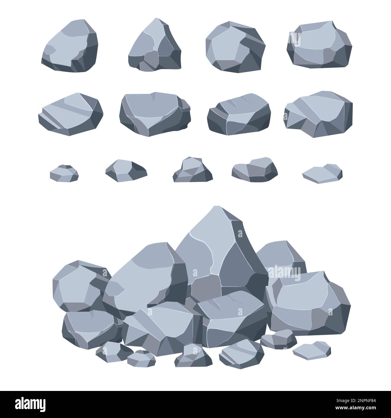 Rock and stones set. Different shape boulder collection. vector ...