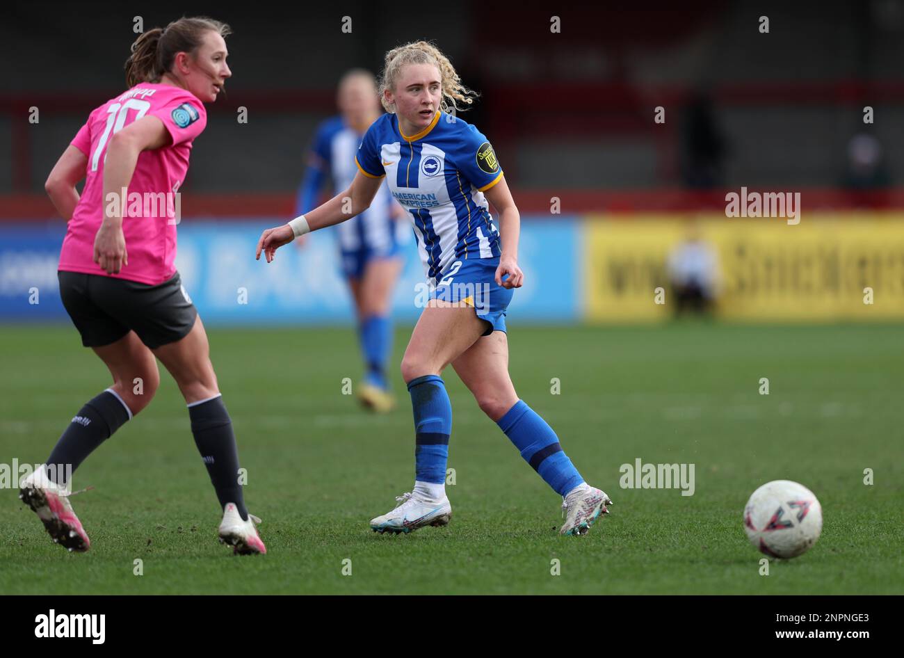 Crawley, UK. 26th Feb, 2023. Brighton's Katie Robinson and Coventry's ...