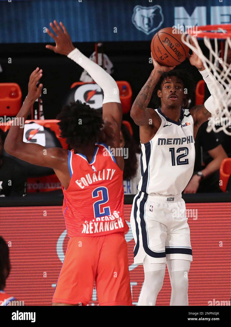 Memphis Grizzlies guard Ja Morant (12) shoots against Oklahoma City ...