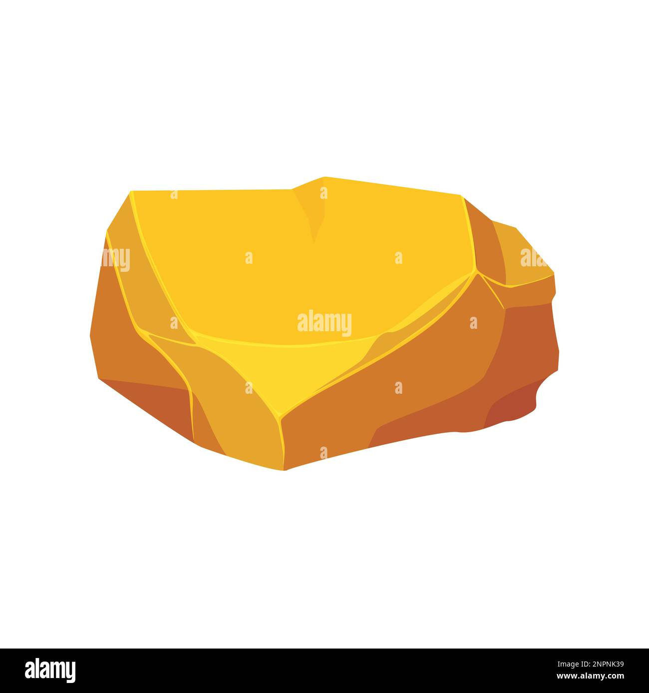 Gold rock boulder. Natural shape golden stone. vector illustration ...