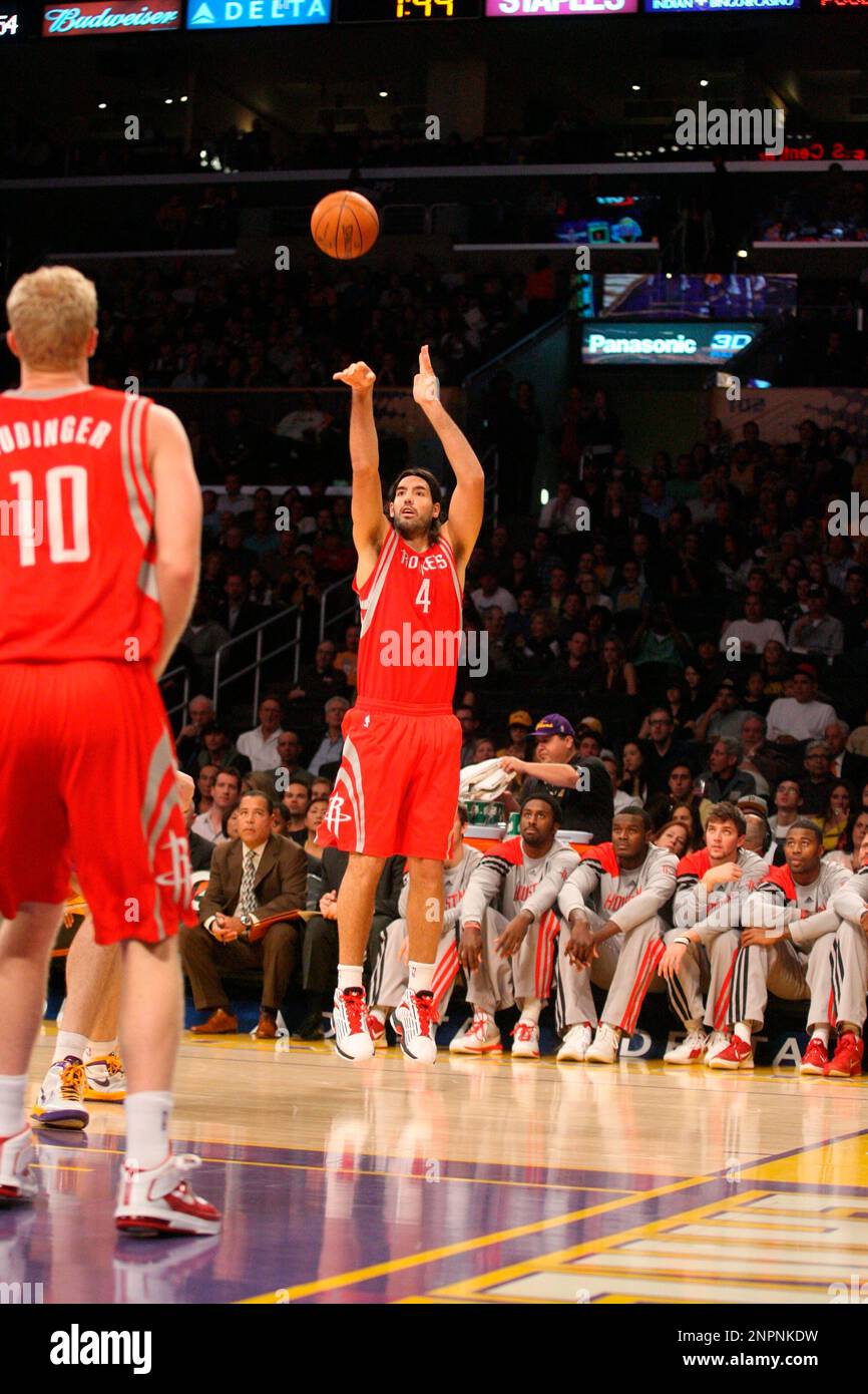 Houston Rockets forward Luis Scola (4) makes a move with the basketball ...