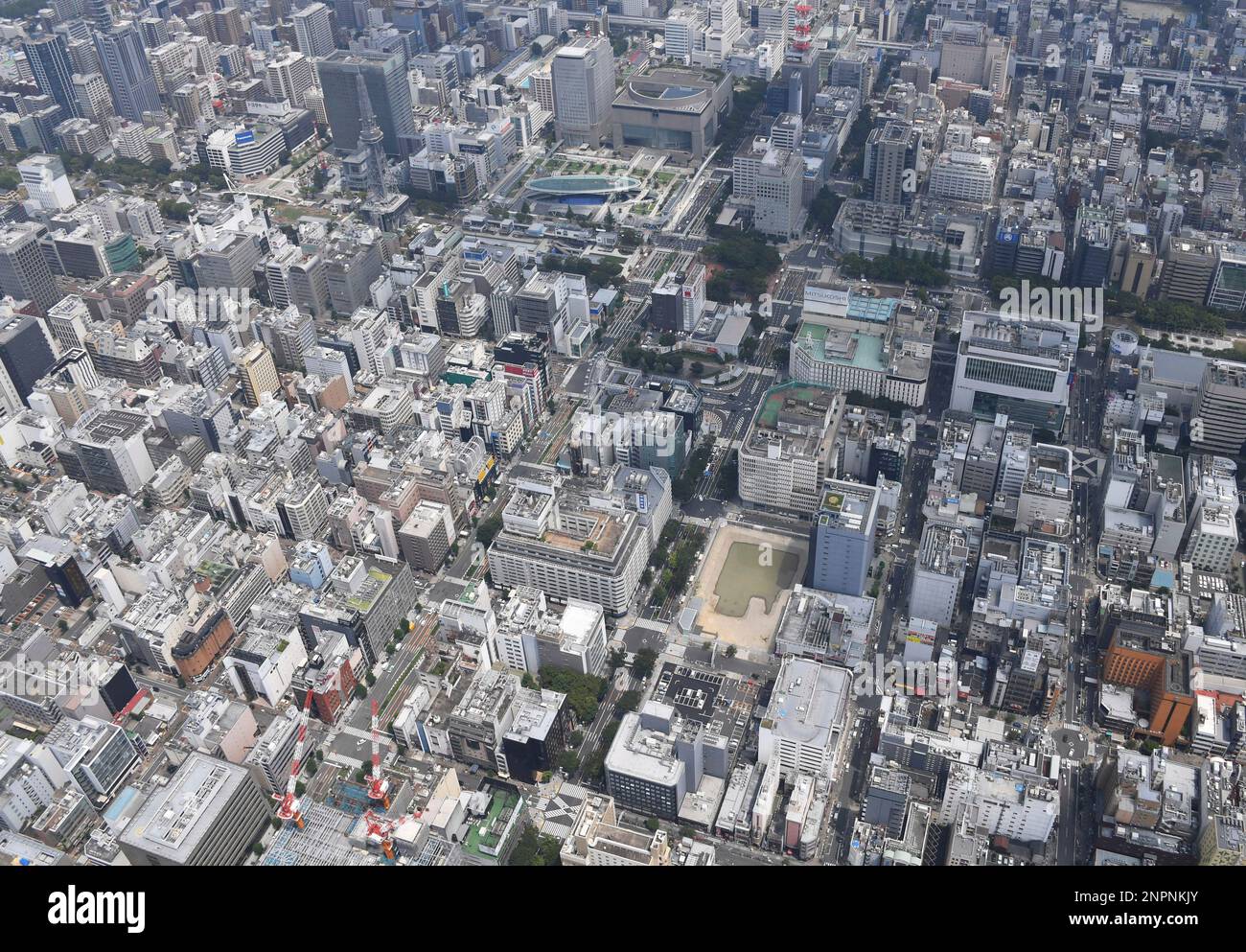 An aerial photo shows Sakae district, a downtown, in Nagoya City, Aichi ...