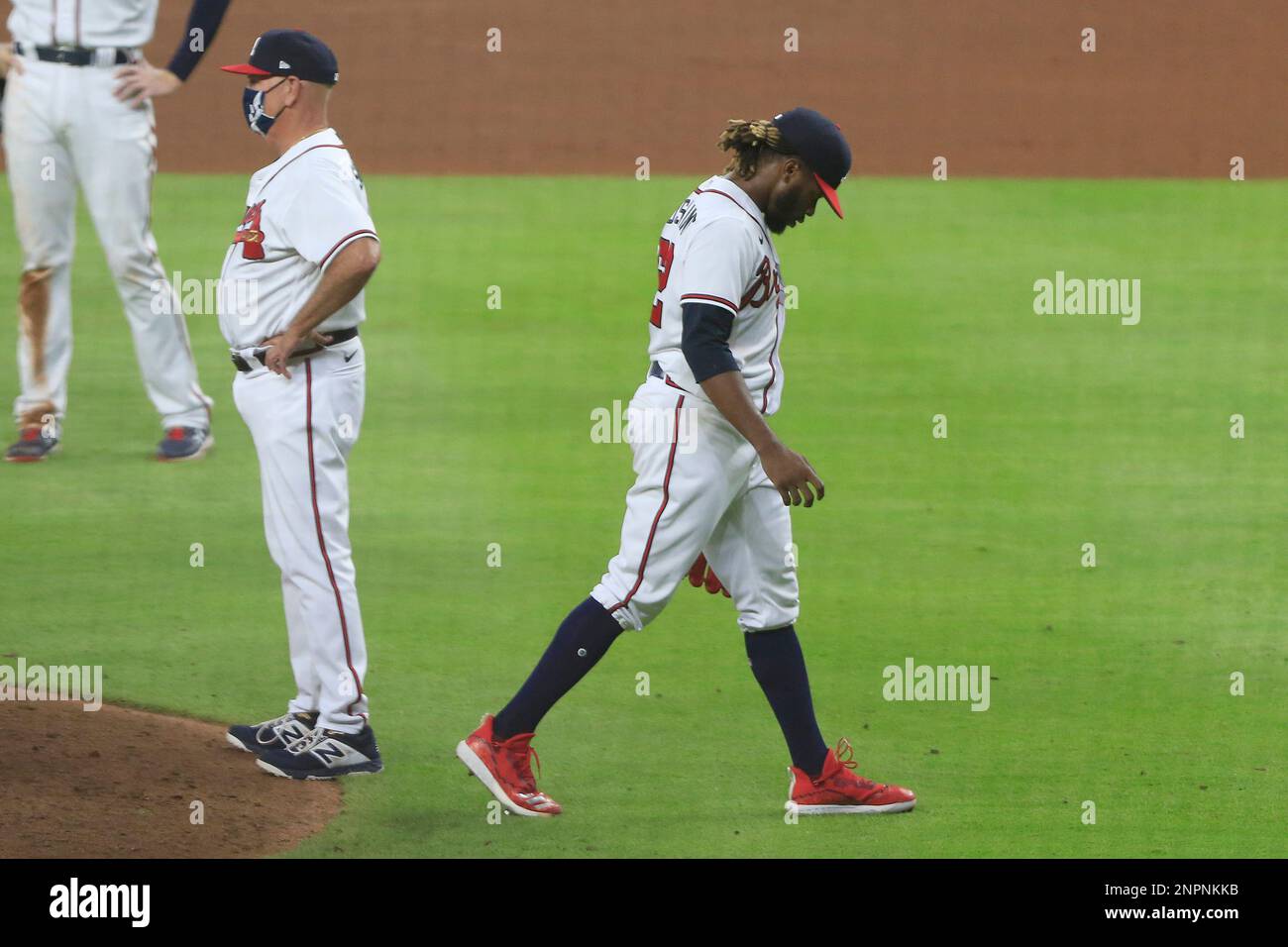 ATLANTA, GA - AUGUST 06: Touki Toussaint (62) of the Atlanta Braves is ...