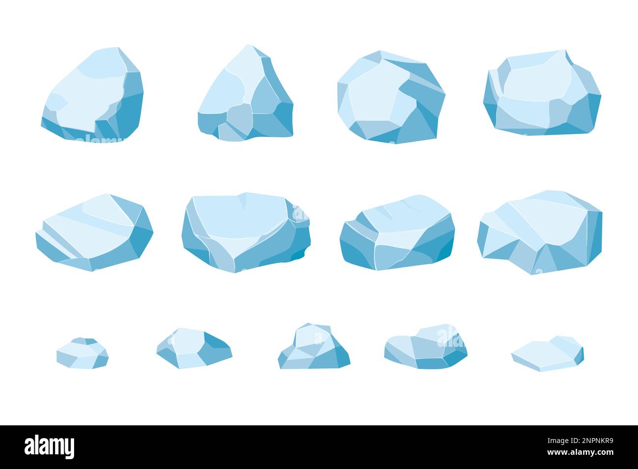 Rock and stones set. Different shape ice boulder collection. vector ...