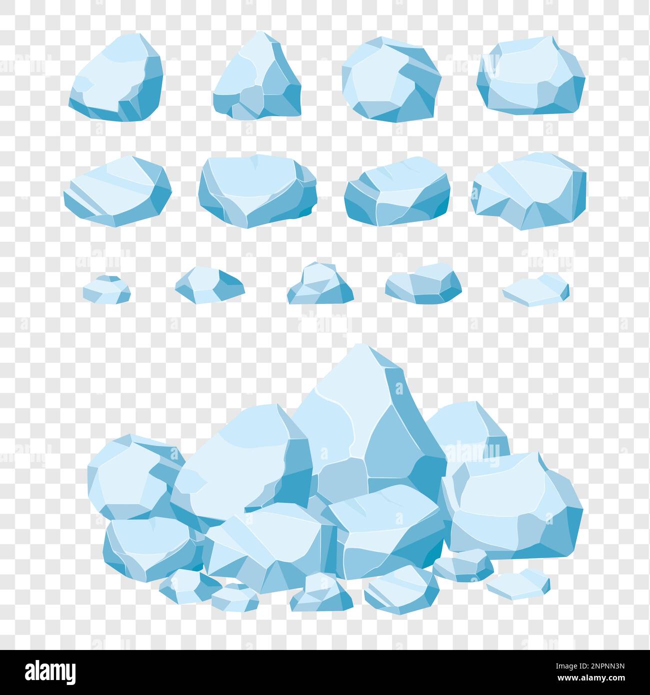 Rock and stones set. Different shape ice boulder collection. vector ...