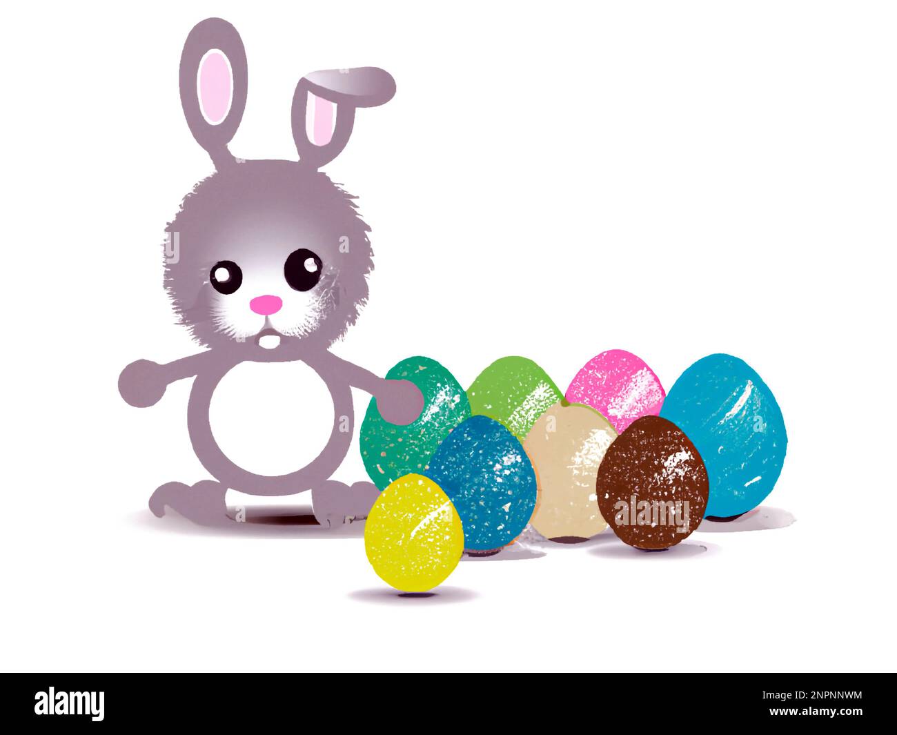 Easter Rabbit, Easter Bunny on white background – Digital Illustration ...