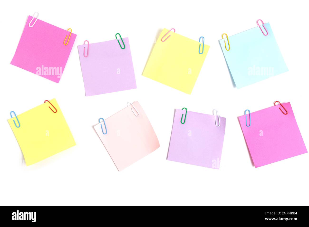 Multi colored paper stickers for writing notes white background Stock ...