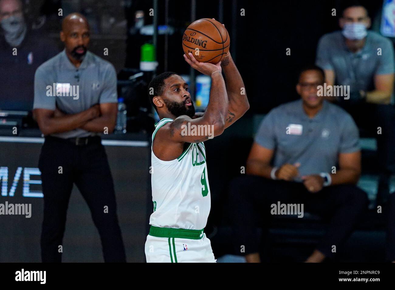 Boston Celtics guard Brad Wanamaker (9) shoots against the Brooklyn ...