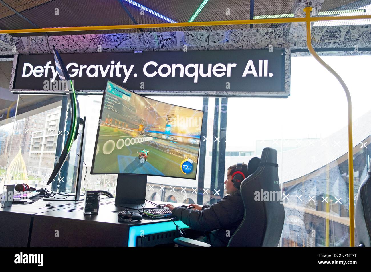 Teenage boy child playing computer game games on the Samsung KX Gaming ...