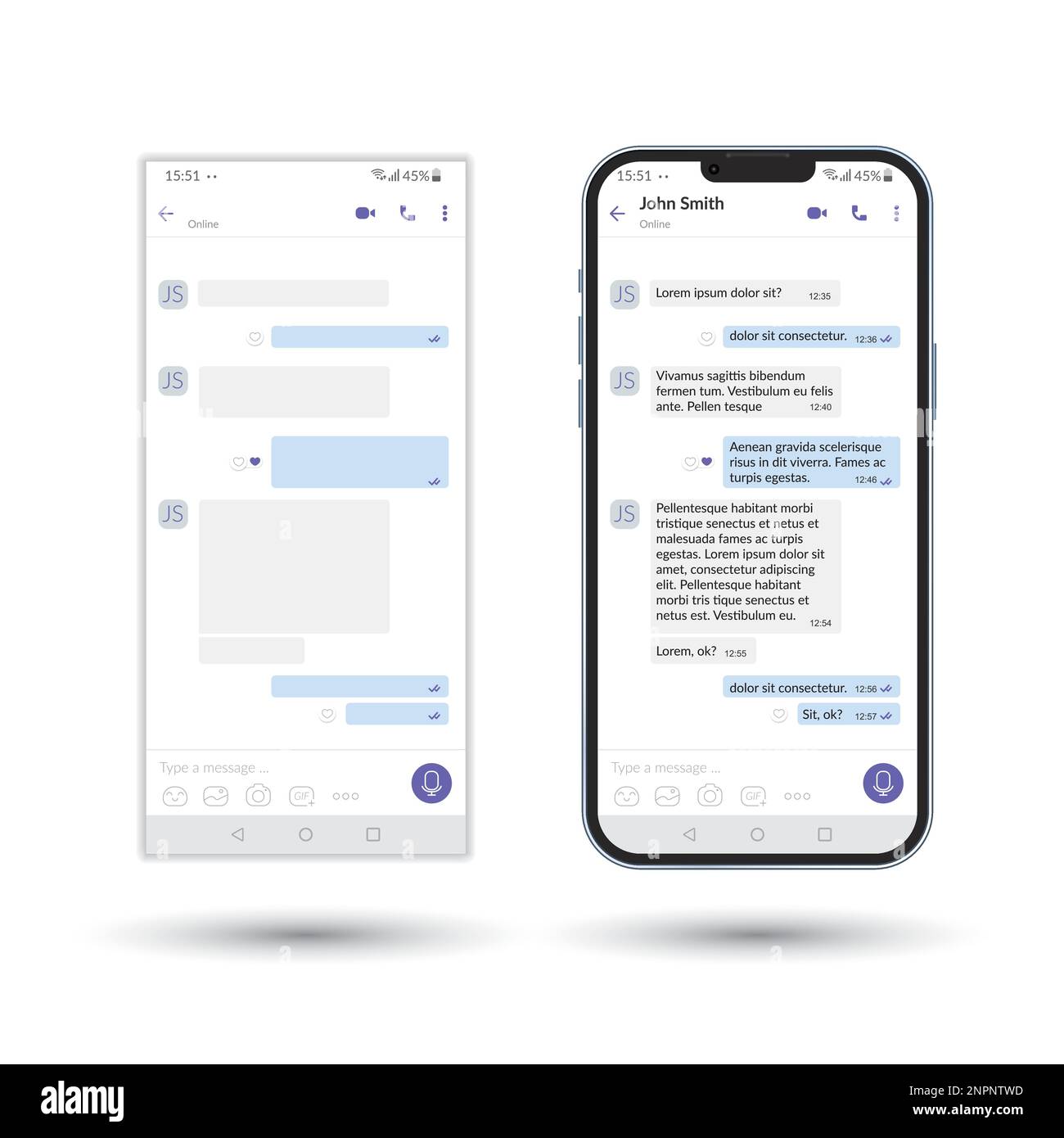 Messenger UI template, Social communication app mockup, chat ...