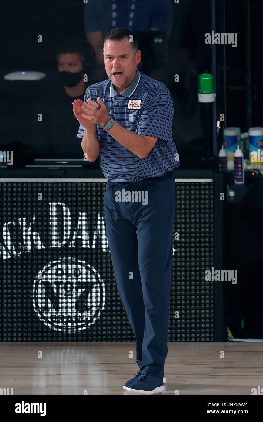 Denver Nuggets head coach Michael Malone reacts during the first half ...