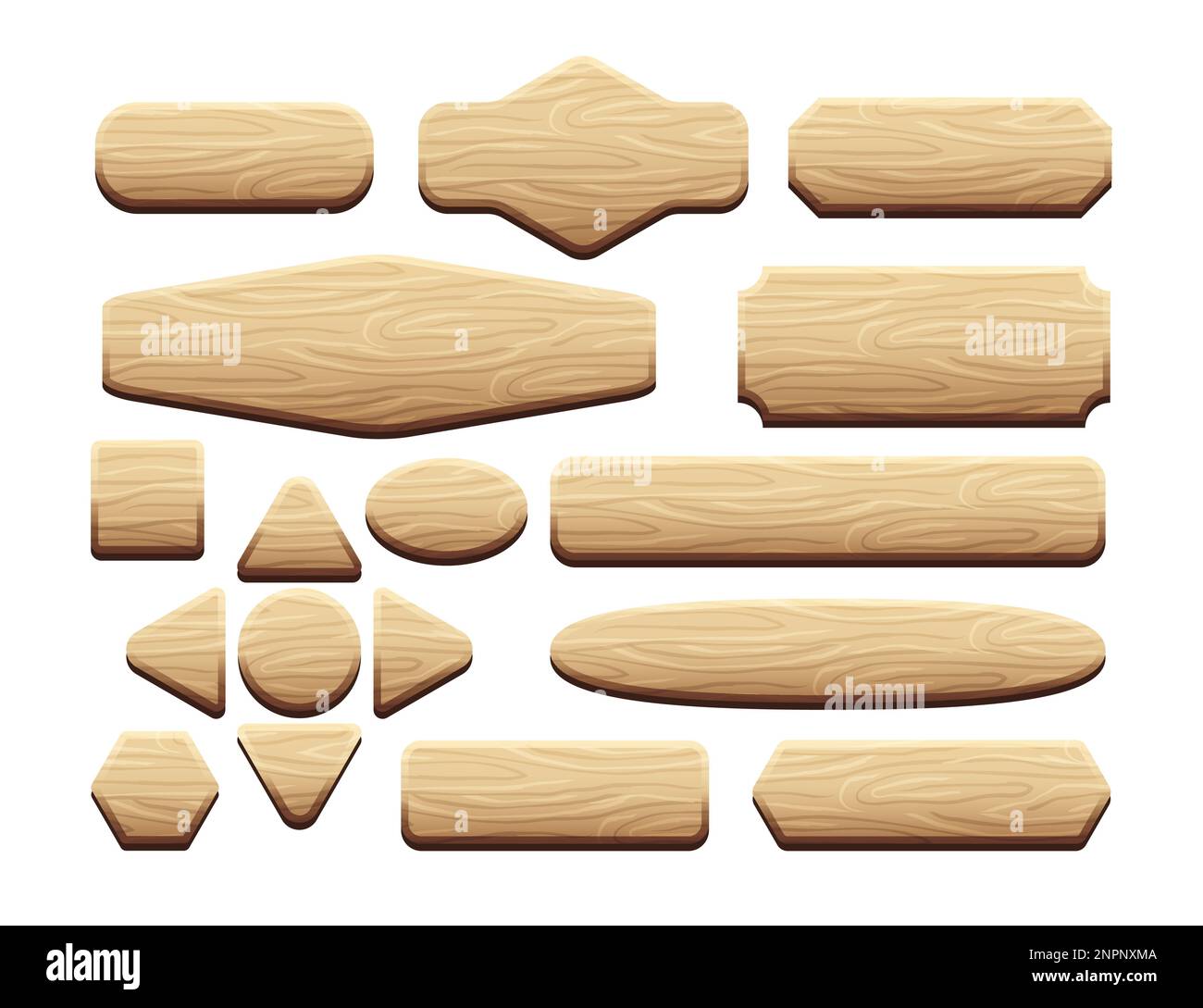 Wooden game UI asset. Gaming user interface buttons elements. vector ...