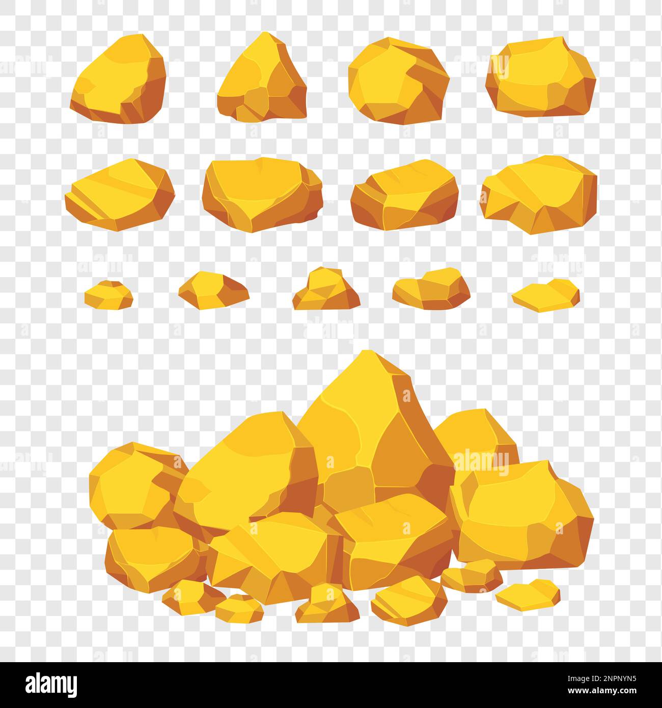 Rock and stones set. Different shape gold boulder collection. vector ...