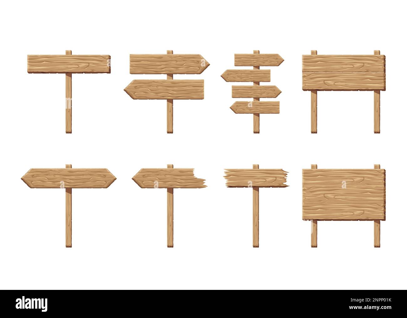 Wood signs set. Empty wooden signboards templates collection, vector ...