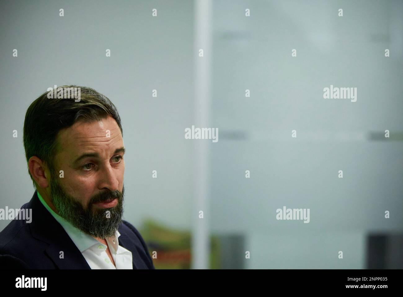 Vox's President, Santiago Abascal, during an interview with Europa ...