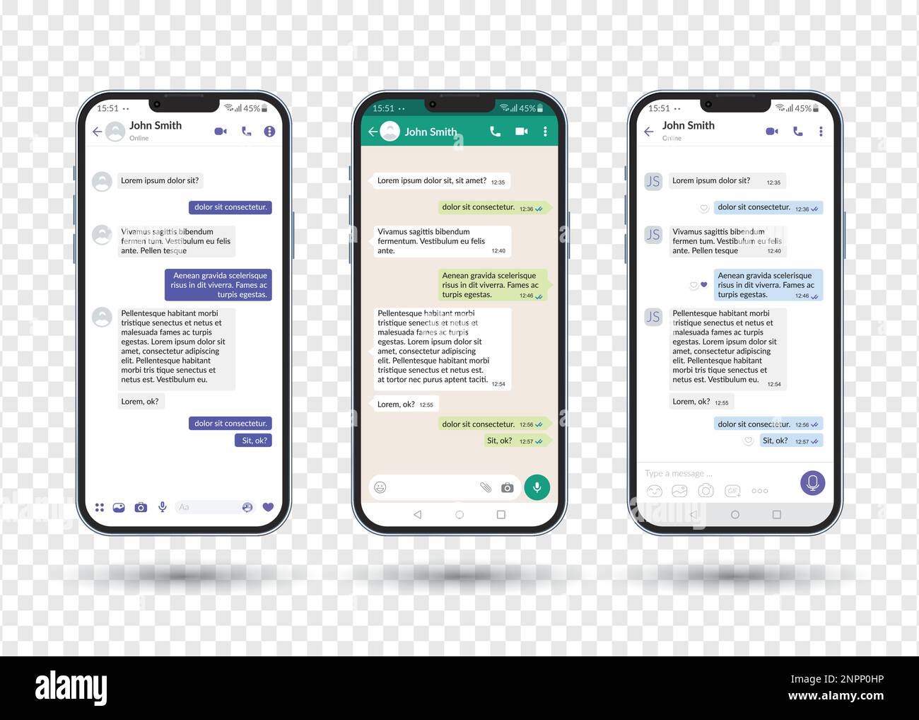 Messenger UI template, Social communication app mockup, chat ...