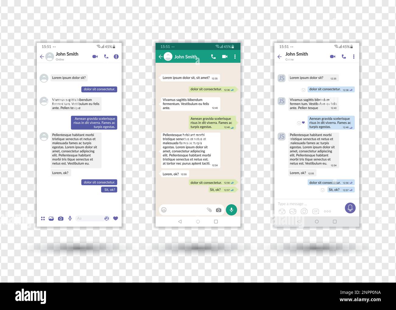 Messenger UI template, Social communication app mockup, chat ...