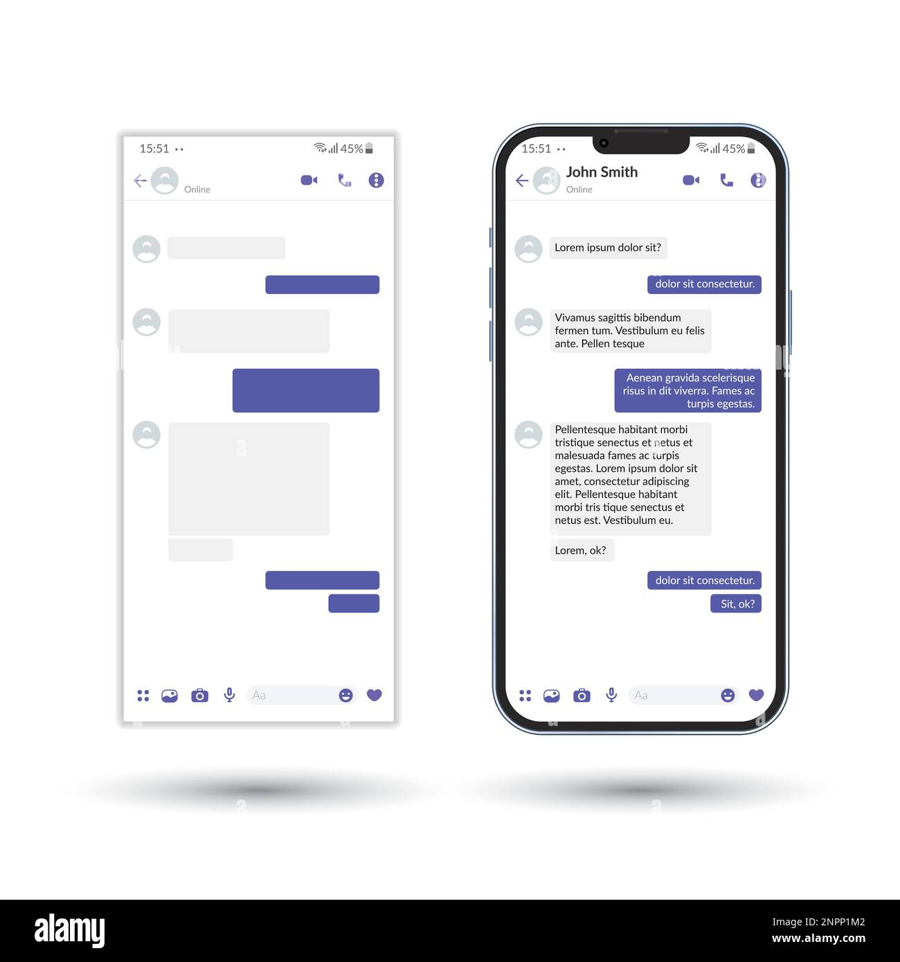 Messenger UI template, Social communication app mockup, chat ...