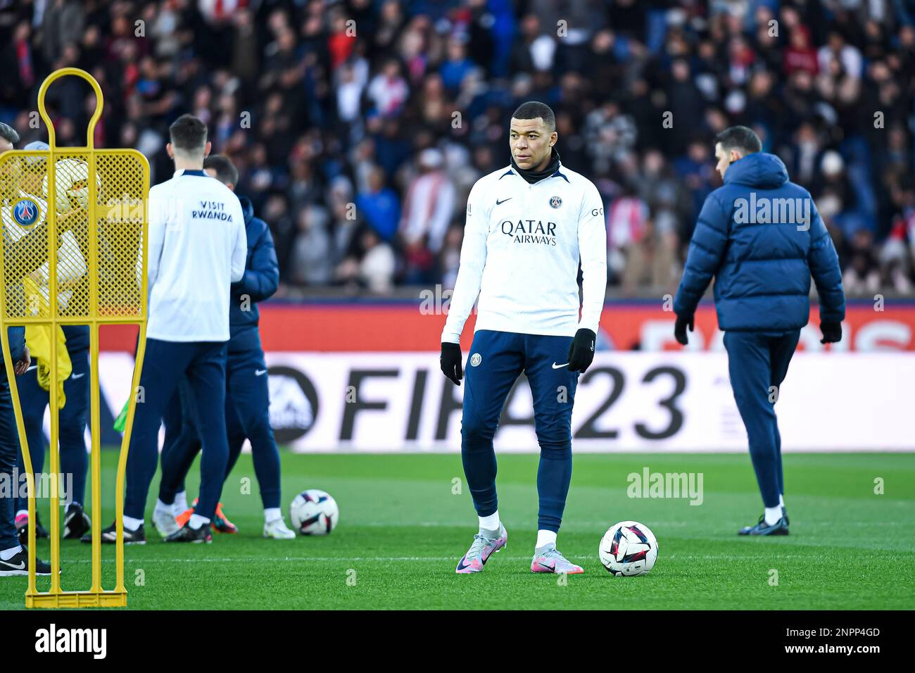 Kylian Mbappe during the public training of the Paris Saint-Germain ...
