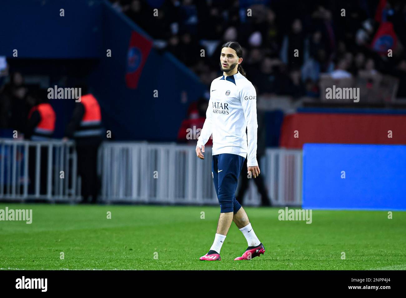Ilyes Housni during the public training of the Paris Saint-Germain (PSG) football team on ...