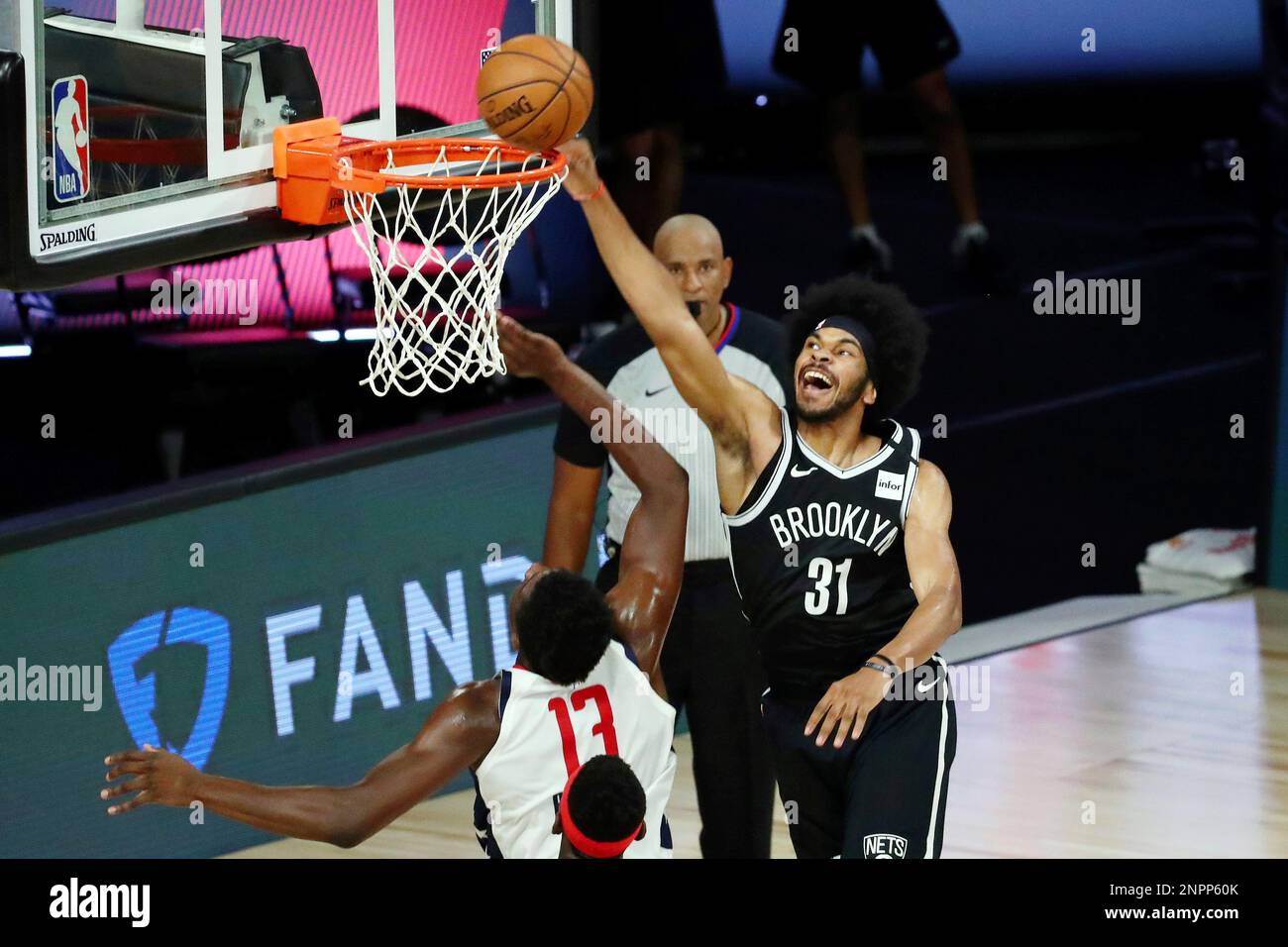 Brooklyn Nets center Jarrett Allen (31) attempts a dunk over Washington ...