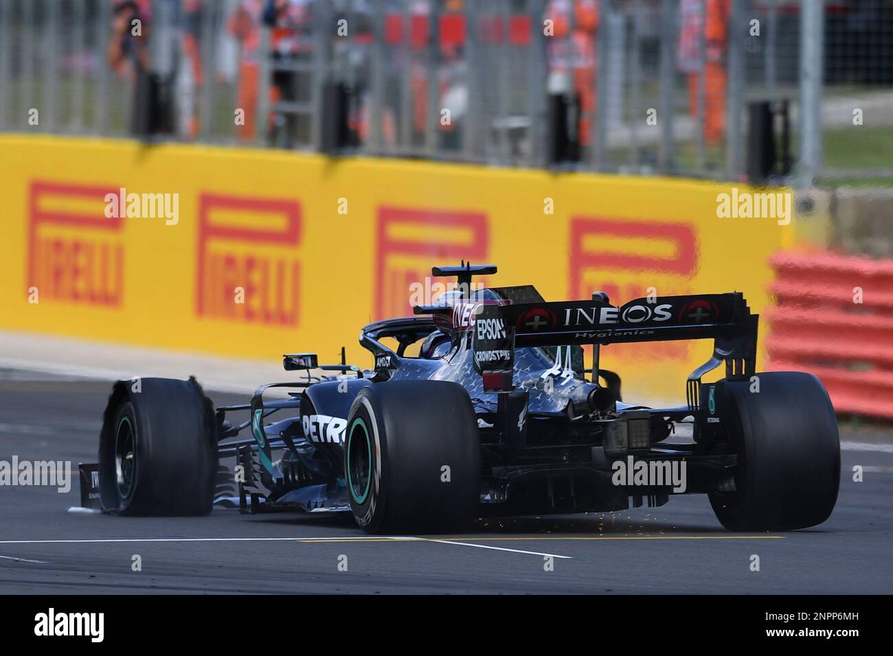 Mercedes driver Lewis Hamilton of Britain steers his car with the ...