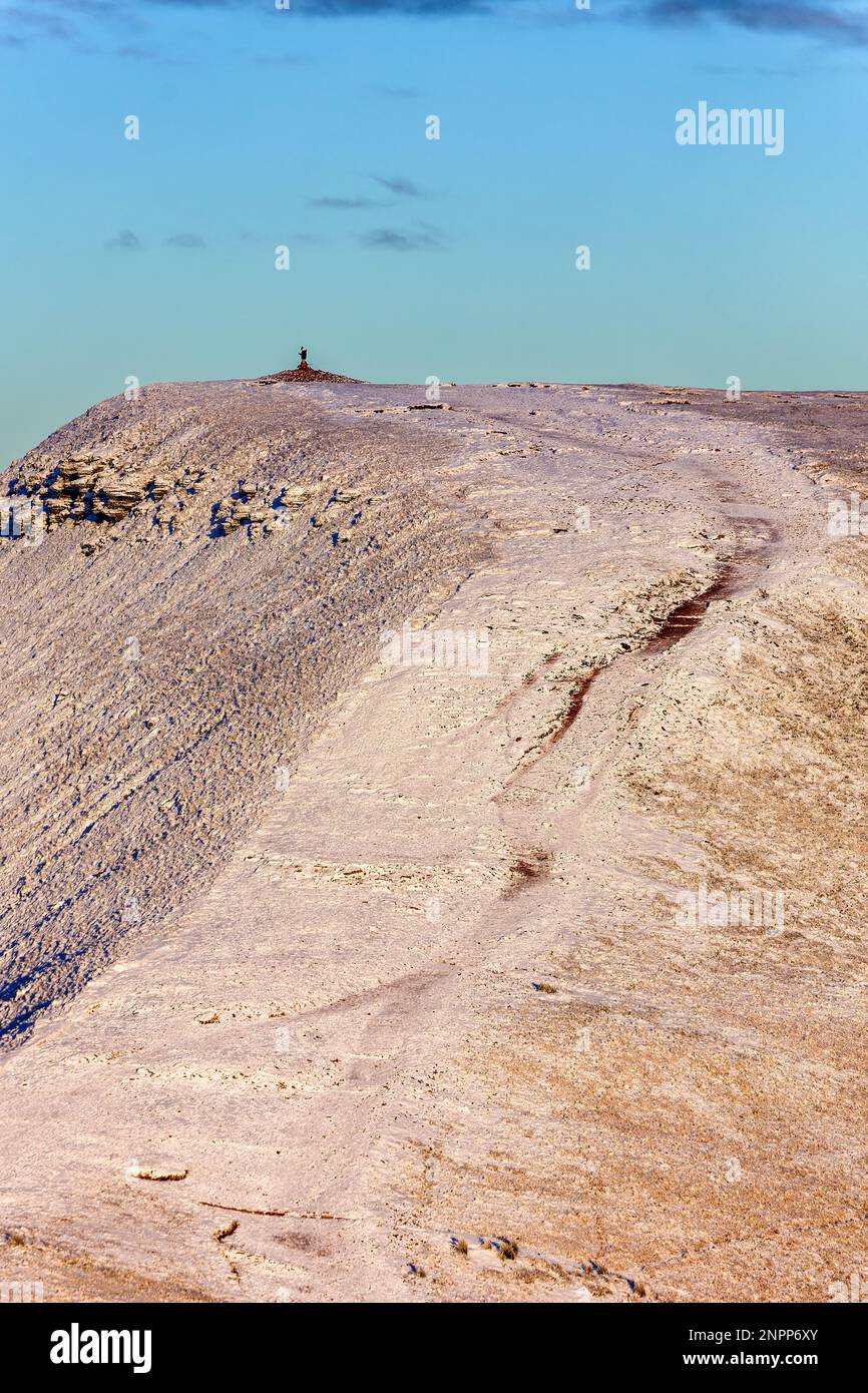 A light covering of snow on a mountain range (Pen-y-Fan, Brecon Beacons ...