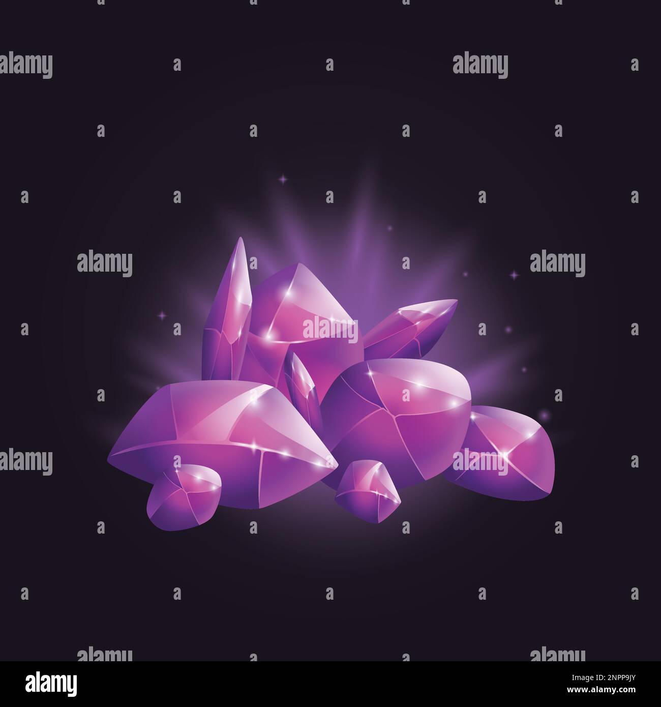 Crystals and natural minerals. Cartoon Magic Gemstones. Game assets ...