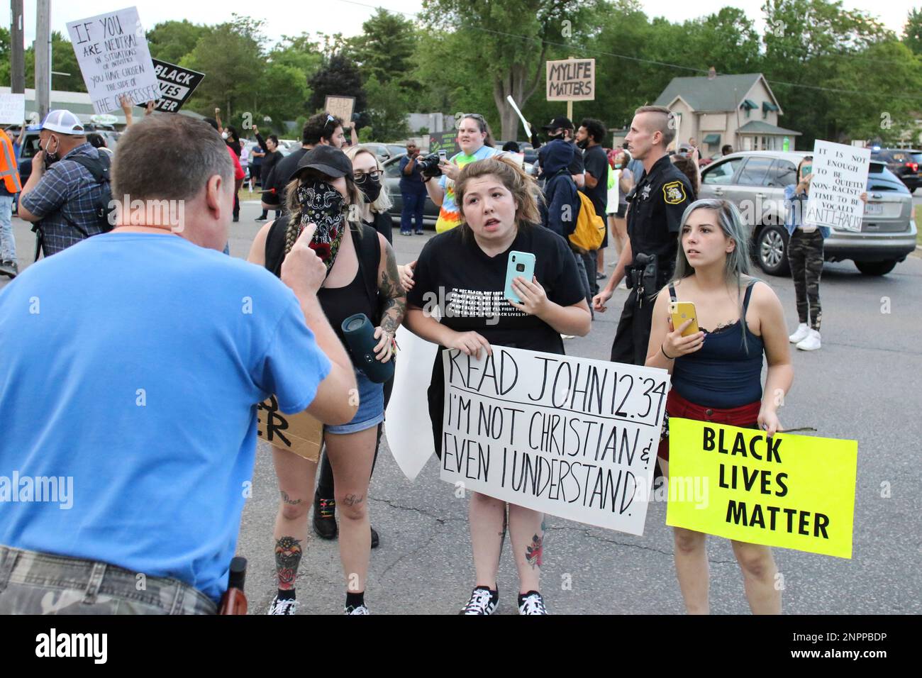 LAMBERTVILLE, MI - JUNE 12: Protestors from an activist group that ...