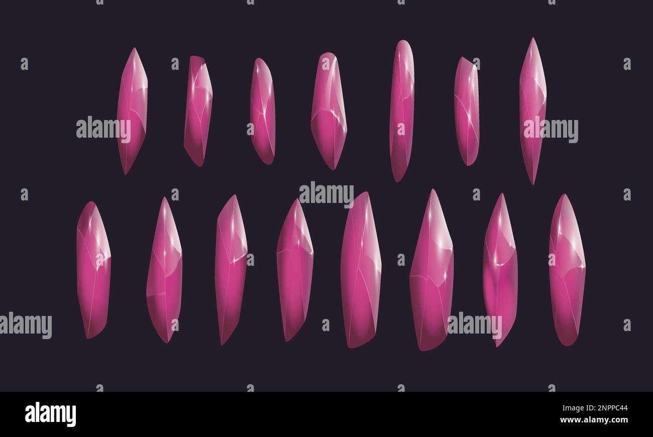 Crystals and natural minerals collection. Cartoon Magic Gemstones set ...