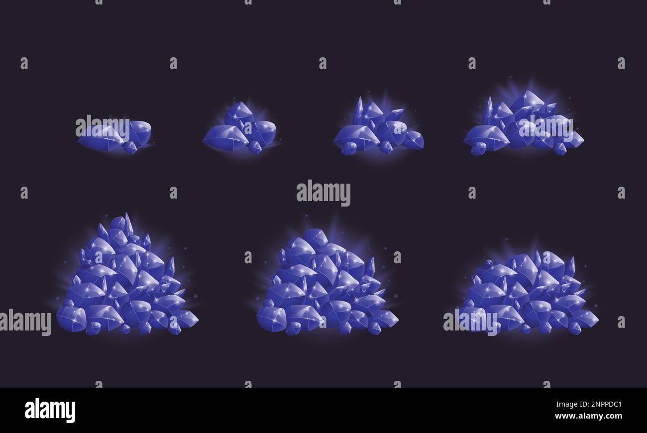 Crystal gems collection, Cartoon Magic gemstones and Natural minerals ...