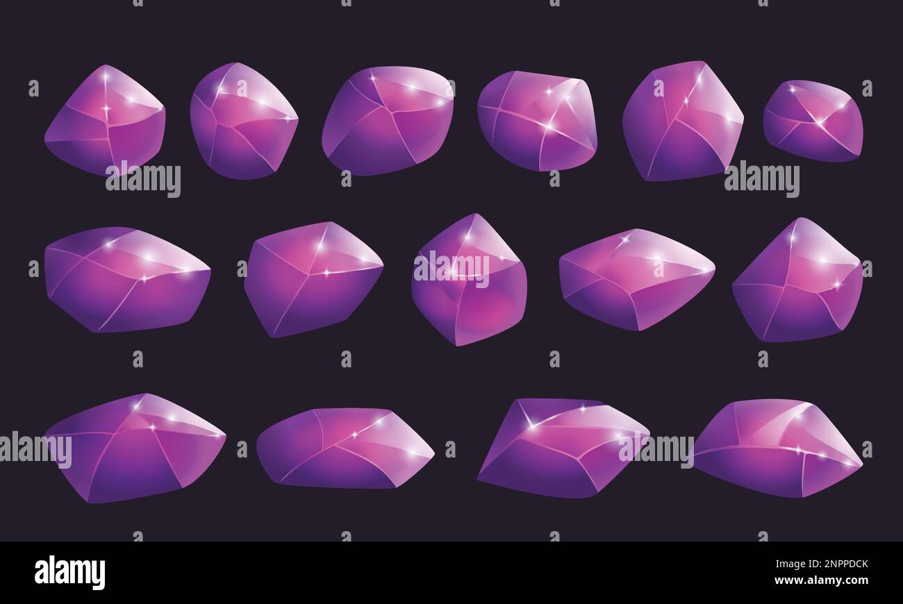 Crystals and natural minerals collection. Cartoon Magic Gemstones set ...