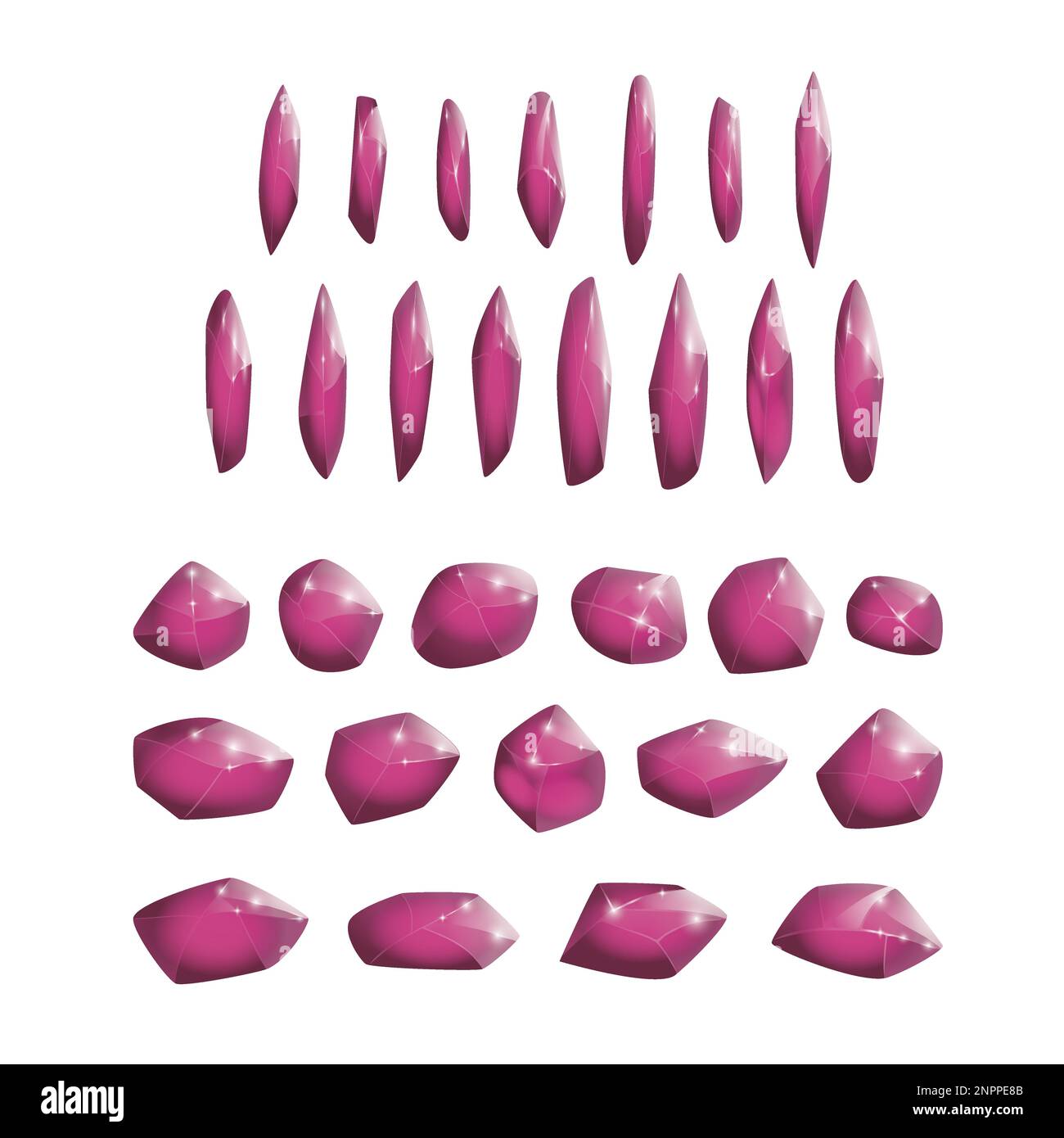 Crystals and natural minerals collection. Cartoon Magic Gemstones set ...