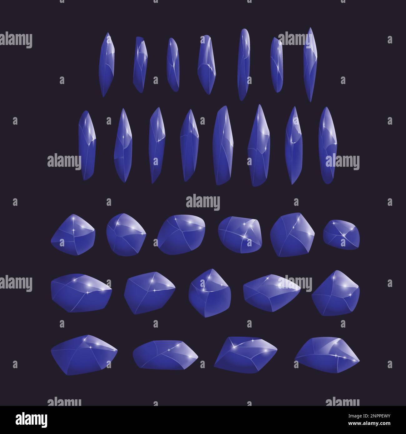 Crystals and natural minerals collection. Cartoon Magic Gemstones set ...