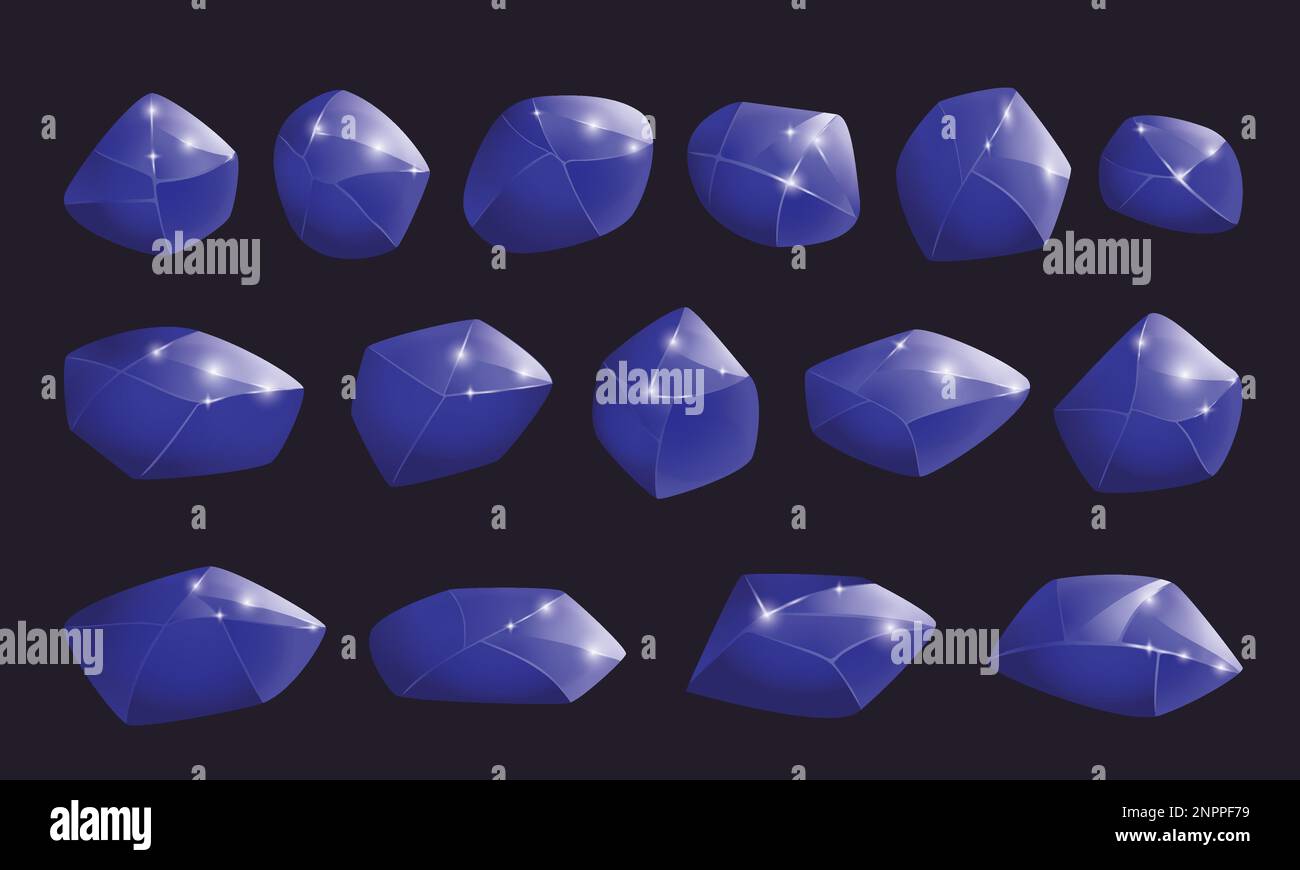 Crystals and natural minerals collection. Cartoon Magic Gemstones set ...