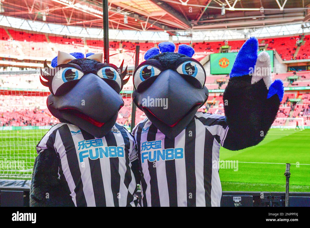 Wembley, London, UK. 26th Feb, 2023. Newcastle United mascots before ...