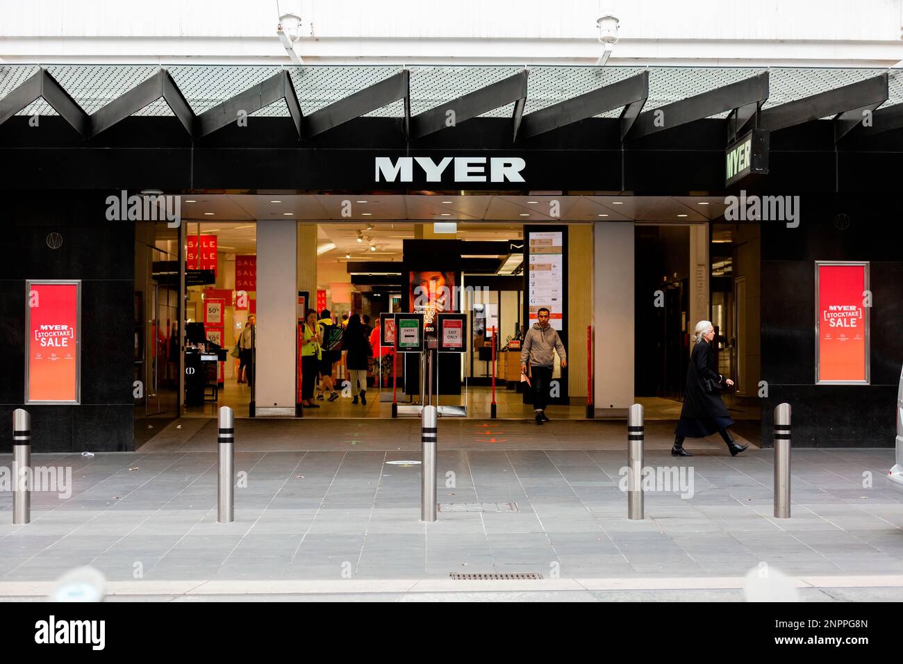 MELBOURNE, AUSTRALIA - MAY 28: A view of the main entrance of Myers ...